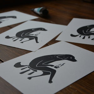 Linocut "dog & Bean" Linoprint - Etsy