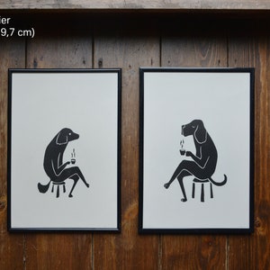 Linolschnitt "dog & bean" Linoldruck - Etsy.de