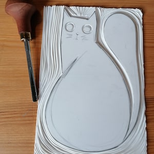 Linocut Cat "allround Cat" Linoprint - Etsy