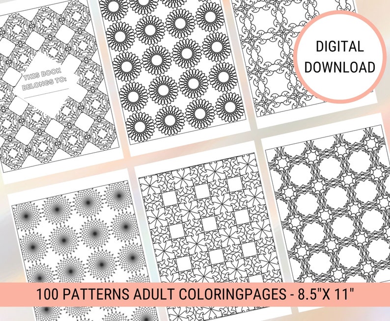 Adult Coloring Pages, 100 Pattern Coloring Pages, Geometric Coloring ...