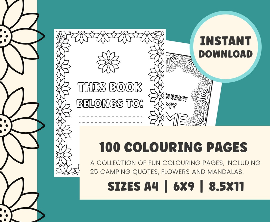 Coloring Book, 100 Colouring Pages, Printable Coloring Pages, Camping ...