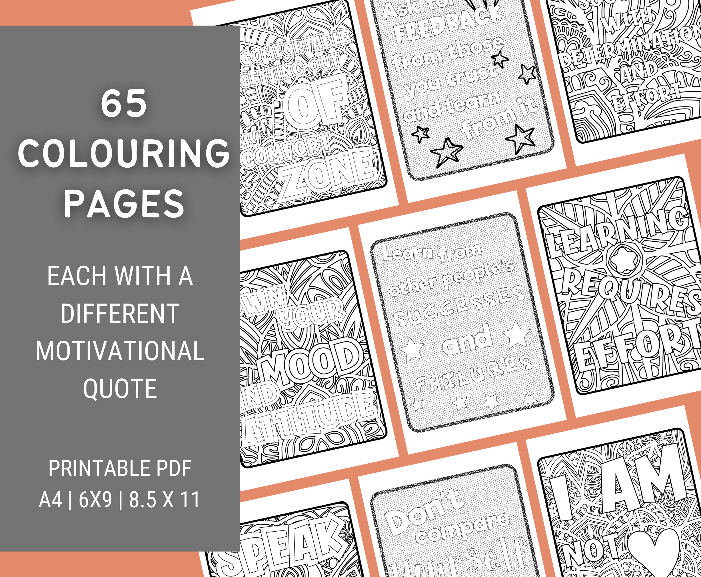 Adult Coloring Pages, 65 Motivational Quotes Coloring Pages, Self Care ...