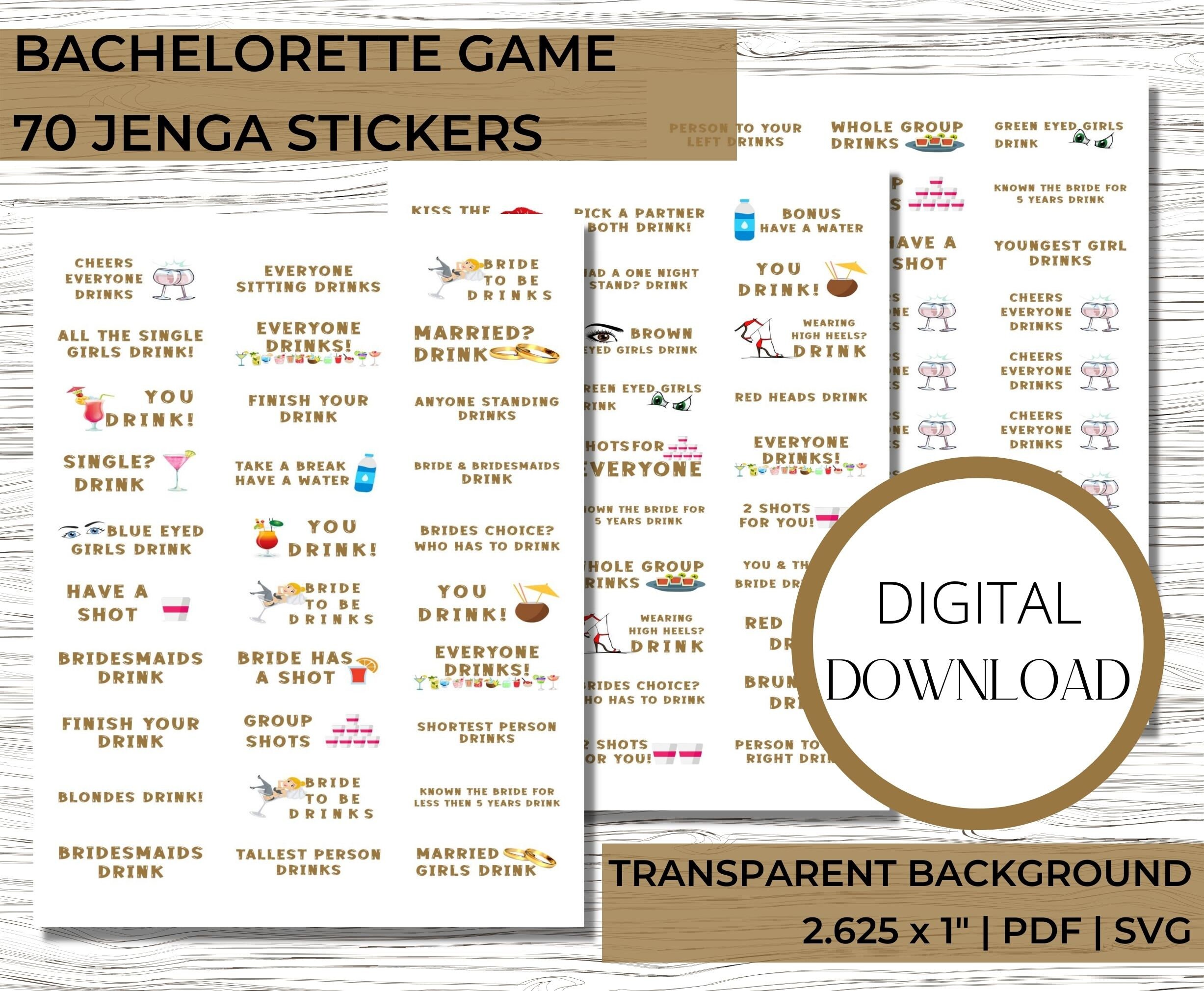 Bachelorette Jenga Drinking Game 70 Stickers Transparent - Etsy Canada