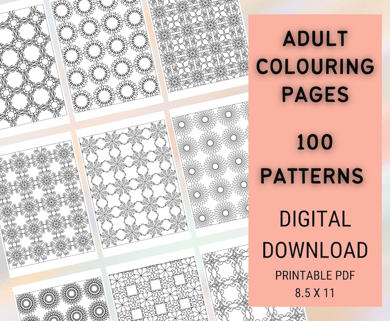 Adult Coloring Pages, 100 Pattern Coloring Pages, Geometric Coloring ...
