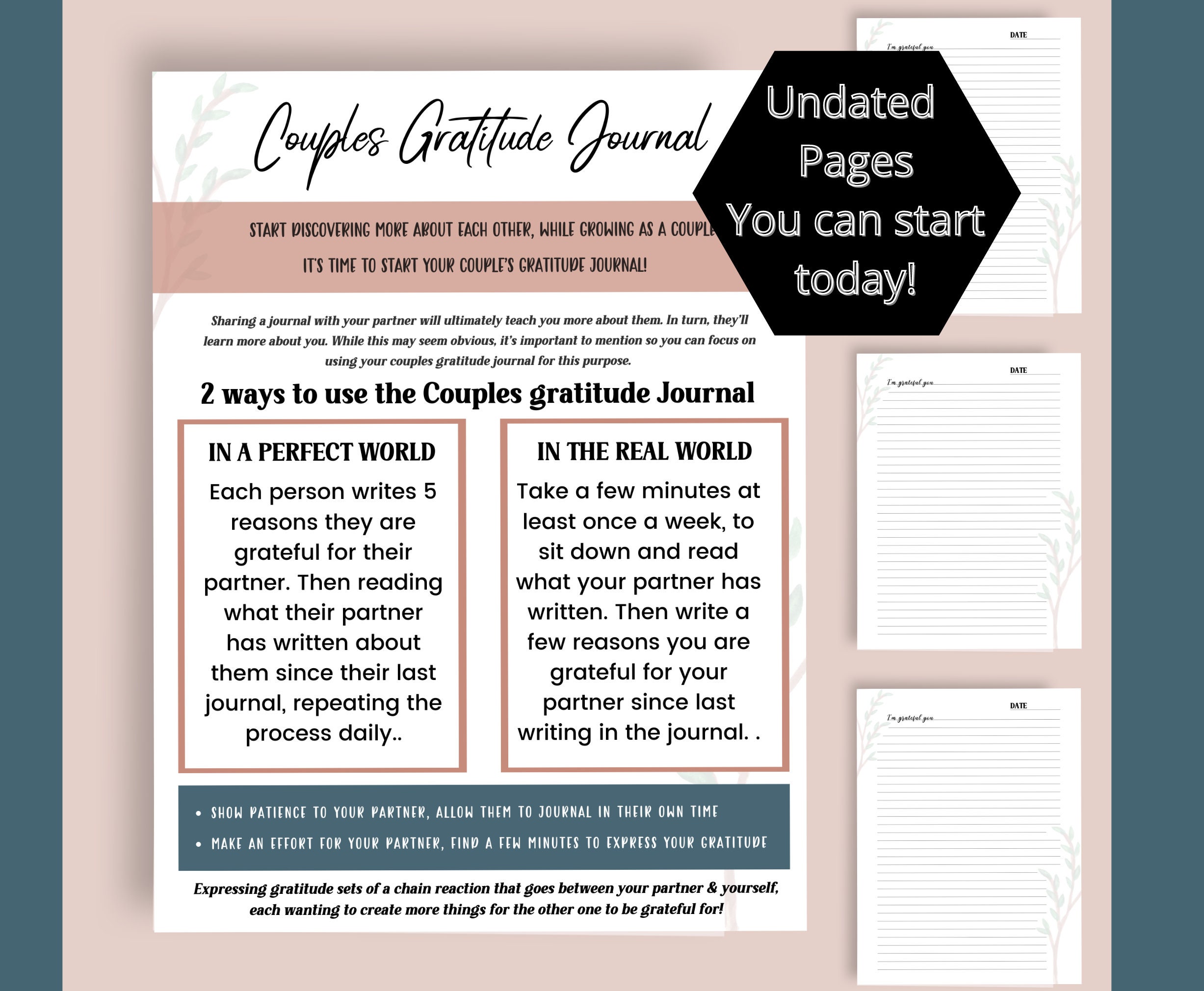 Couples Therapy, A Gratitude Journal for Couples, This is a 370 Page ...