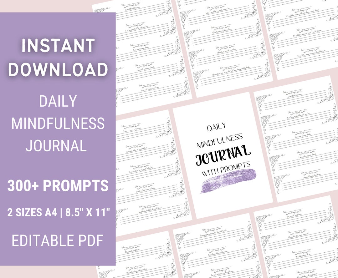 Daily Mindfulness Journal With Over 300 Prompts | Wellness Journal ...