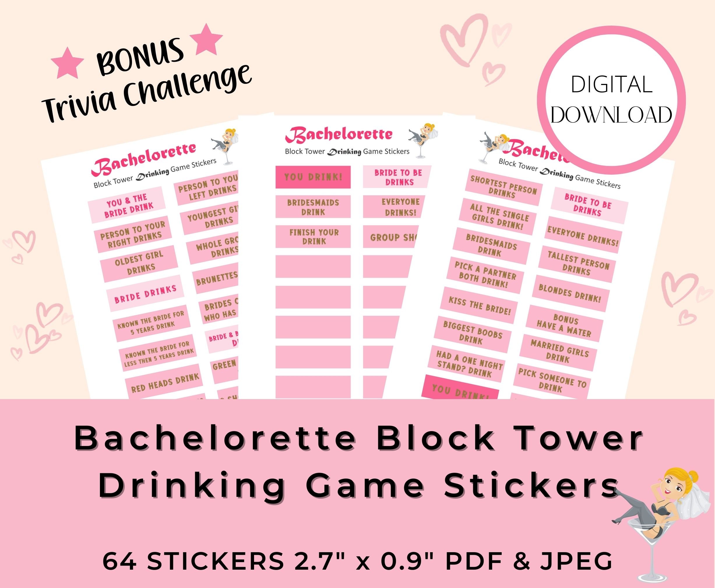 Block Tower Drinking Game Stickers, Bachelorette Party Games Download ...