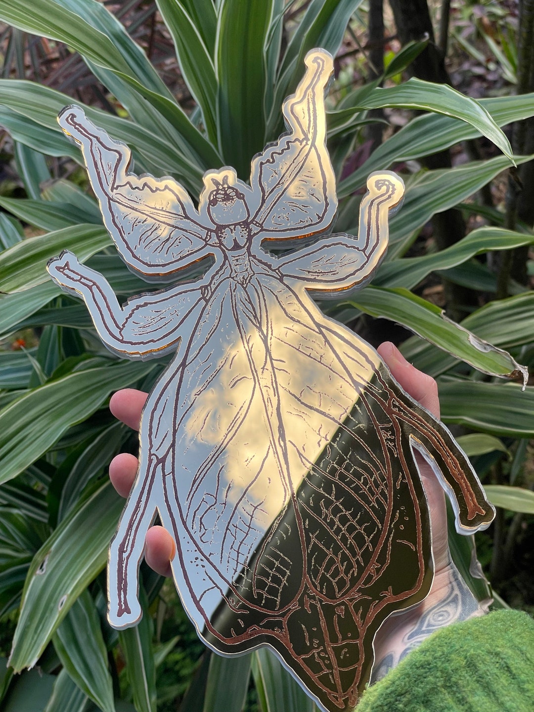 Golden Leaf Insect Mirror wall Art - Etsy