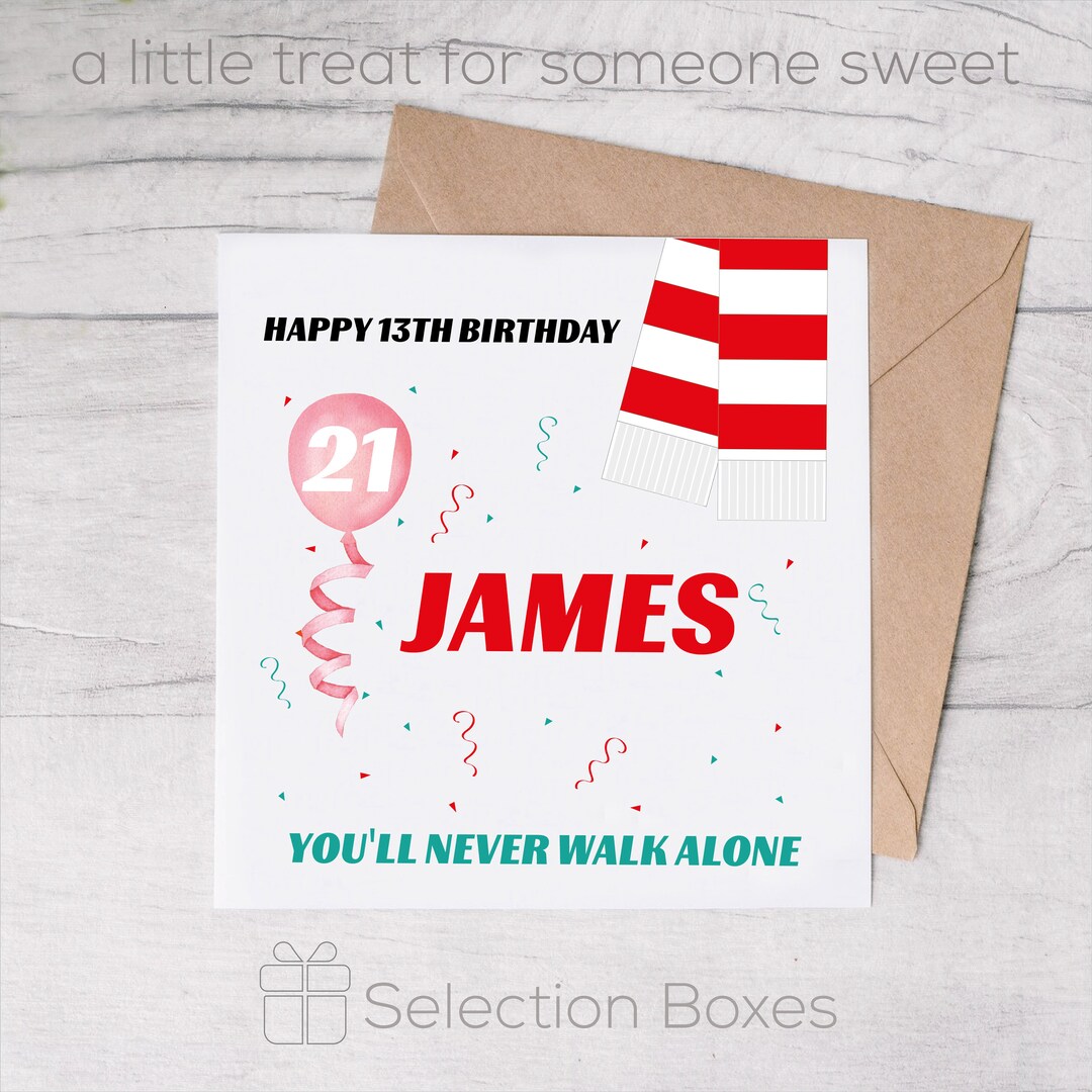 Personalised Birthday Card Liverpool FC YNWA Scarf for Him - Etsy