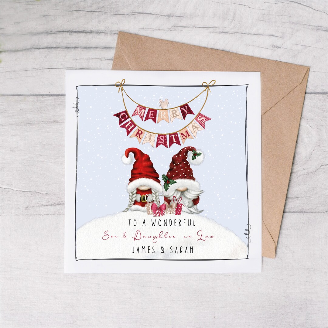 Personalised Gnomes Merry Christmas Card Husband Wife Son - Etsy
