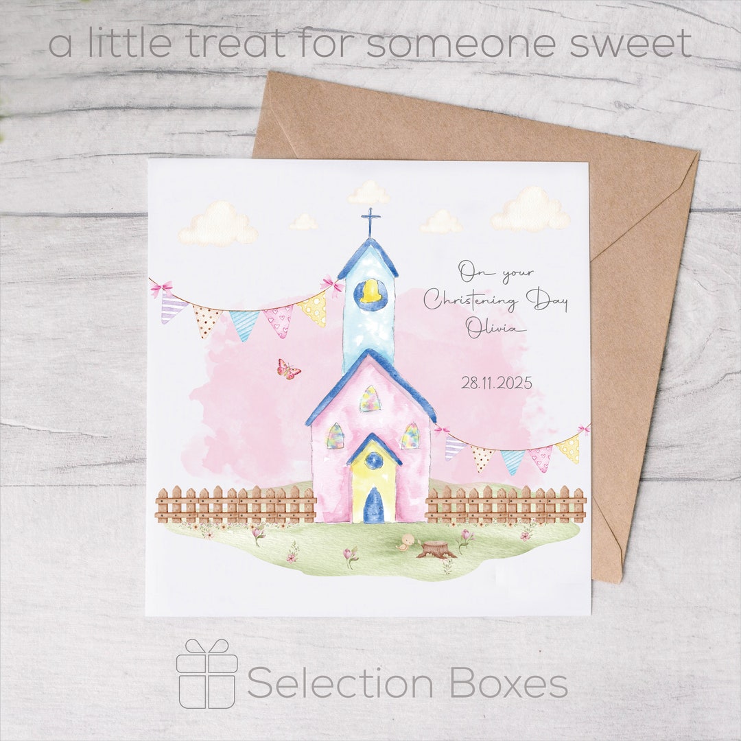 Personalised Girl Cute Christening Card Chapel Church Gift - Etsy