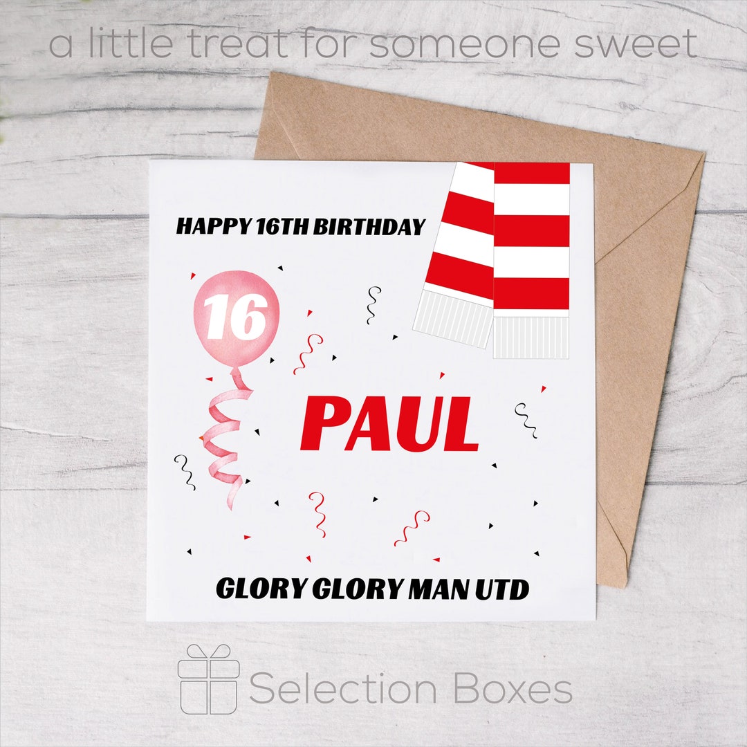 Personalised Birthday Card Manchester United FC Man Utd - Etsy