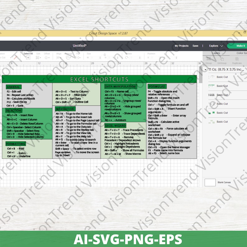Excel Shortcuts Mug Svg, Excel Shortcut Mug Template, Excel Super ...