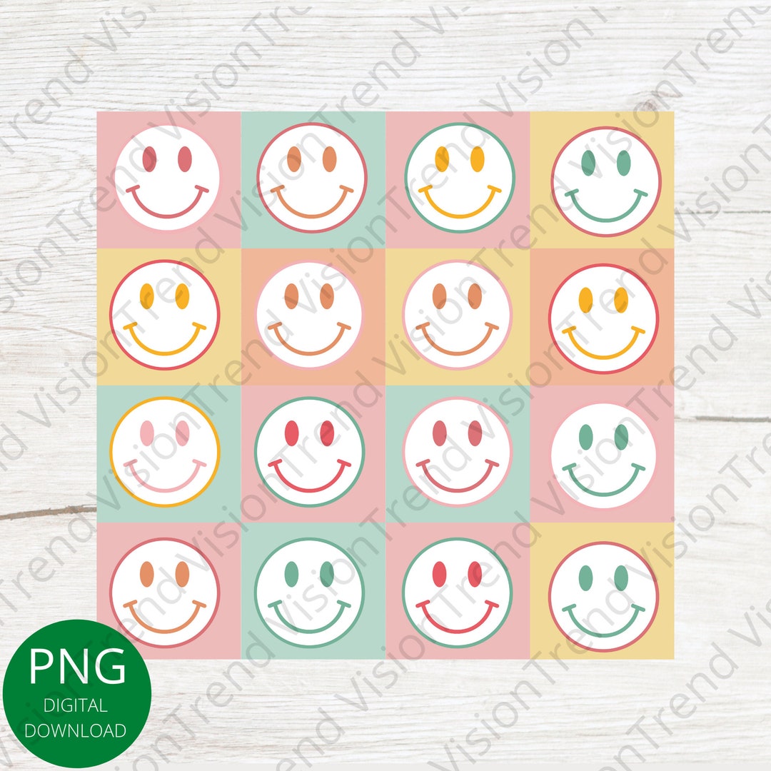 Smiley Face Png Sublimation Design, Retro Sublimation Design Downloads ...