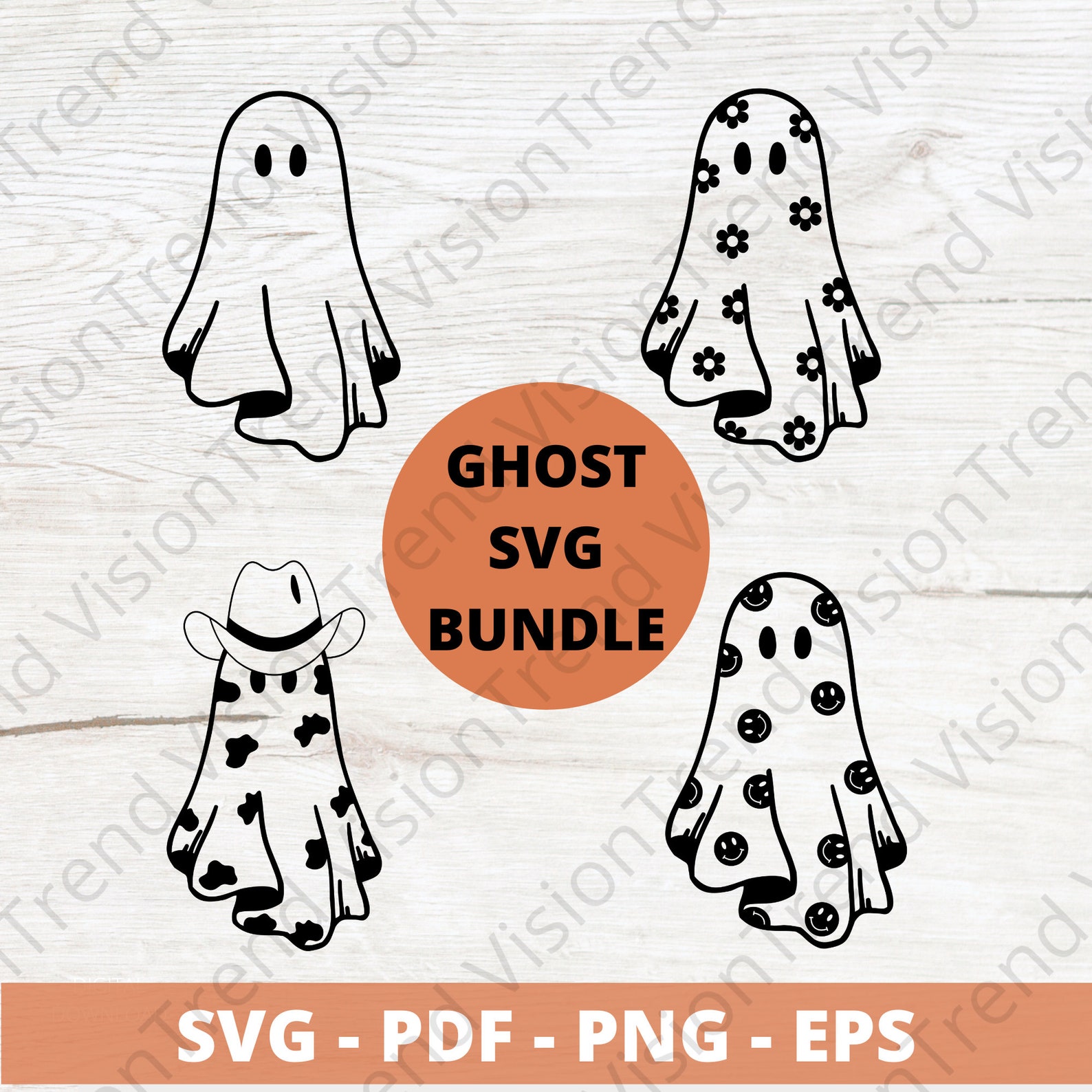 Ghost Bundle Svg, Ghost Svg, Floral Ghost Svg, Cowboy Ghost Svg, Retro ...