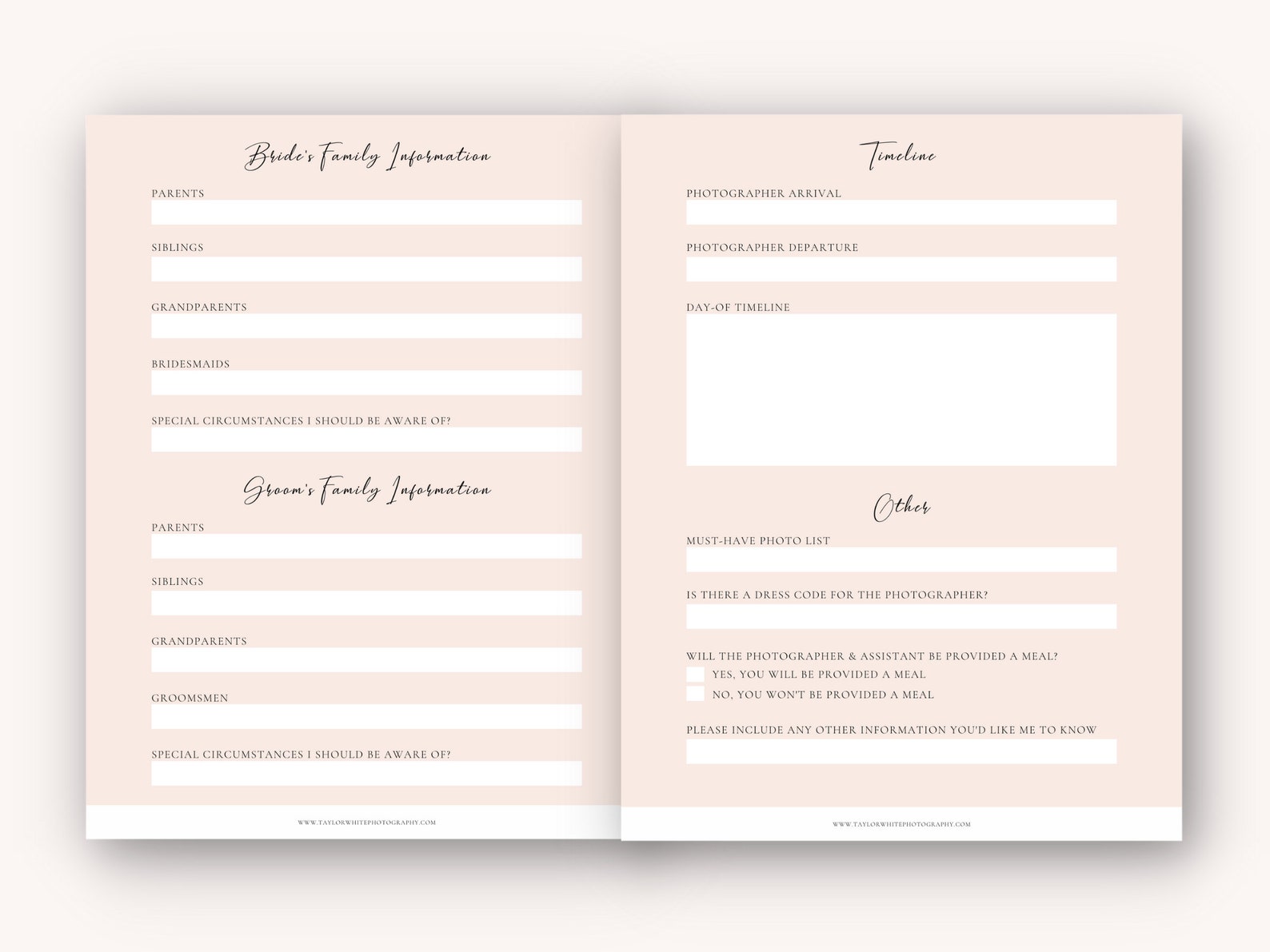 Wedding Photography Questionnaire Template, Wedding Client ...