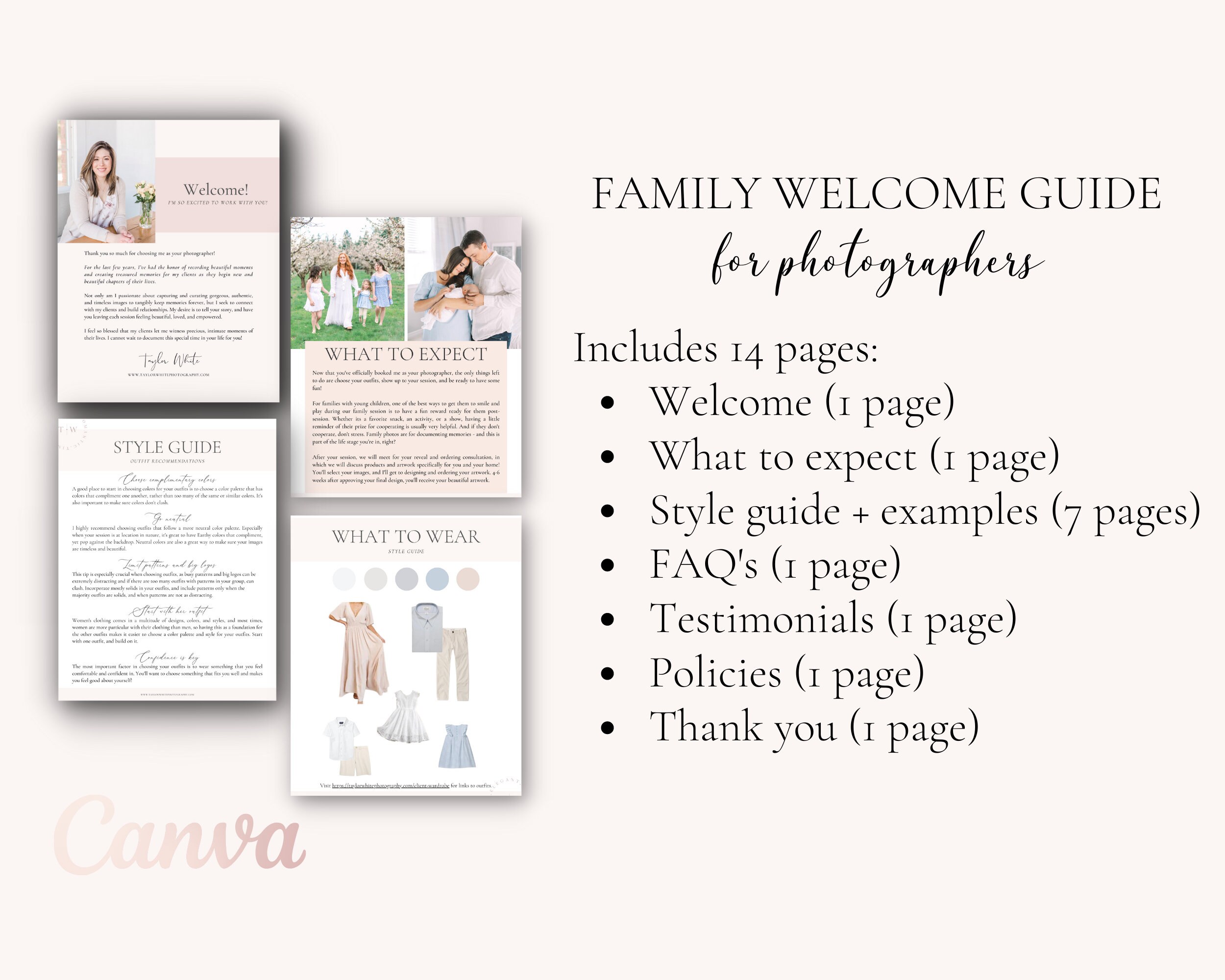 Photography Welcome & Style Guide Bundle, Family Session Prep Guide ...