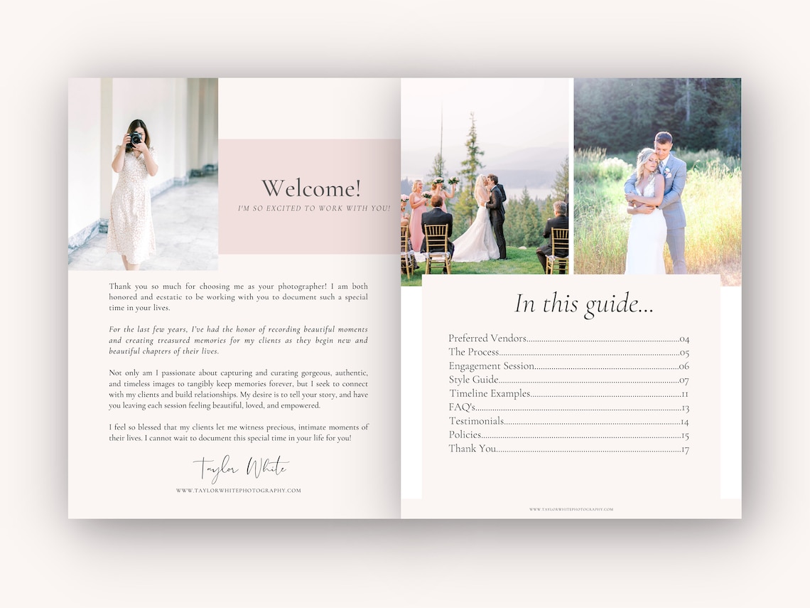 Wedding Photography Welcome Guide, Photography Guide, Wedding Welcome ...