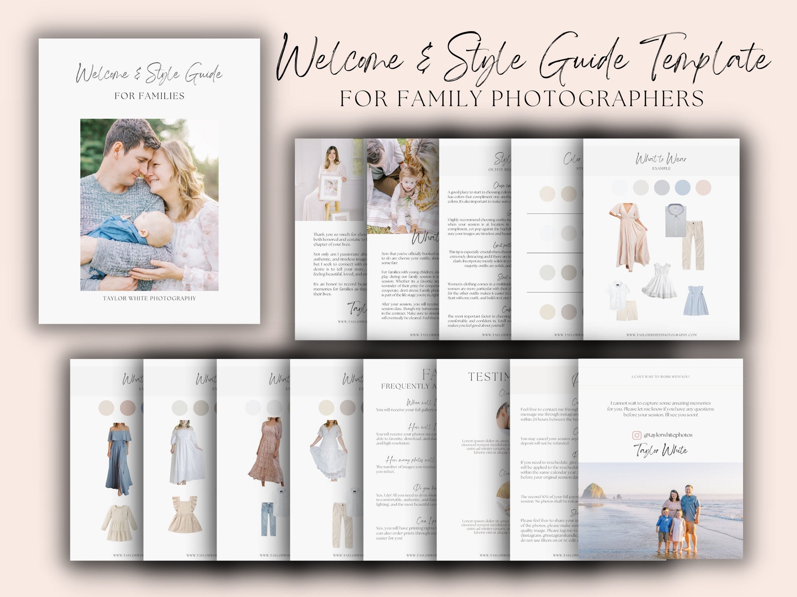 Family Photography Welcome & Style Guide, Photography Guide Canva ...