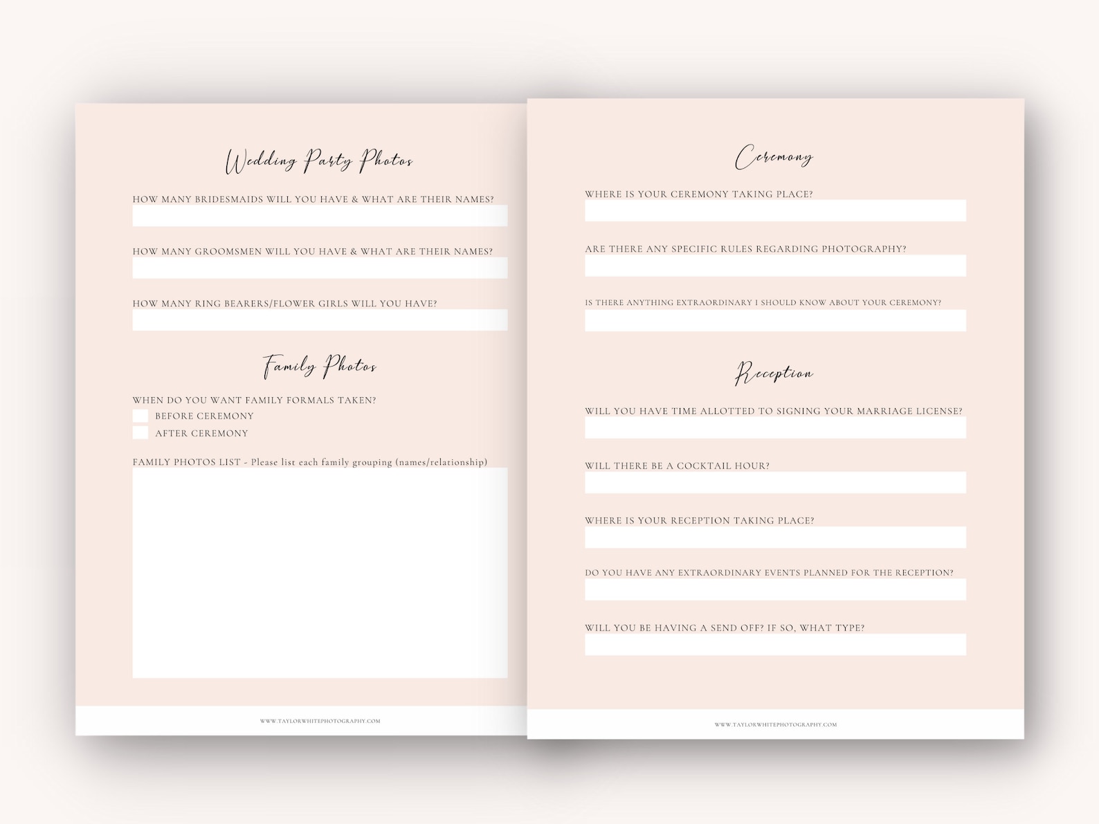 Wedding Photography Questionnaire Template, Wedding Client ...