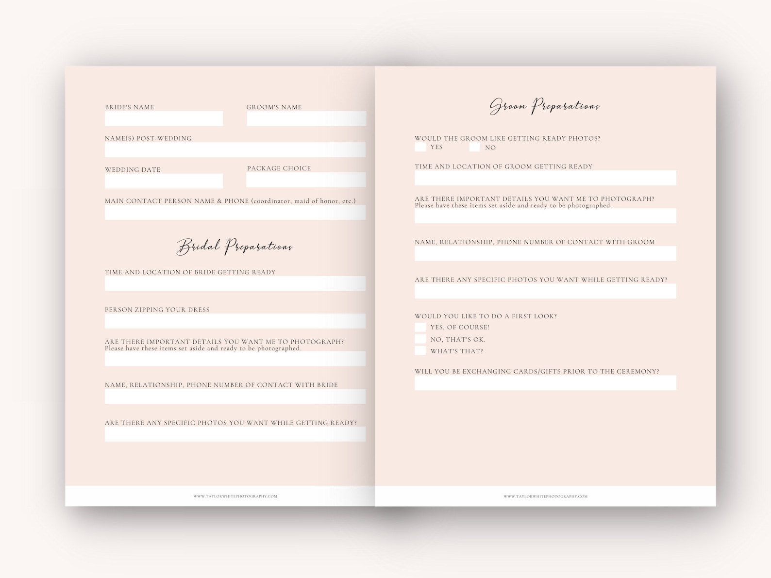 Wedding Photography Questionnaire Template, Wedding Client ...