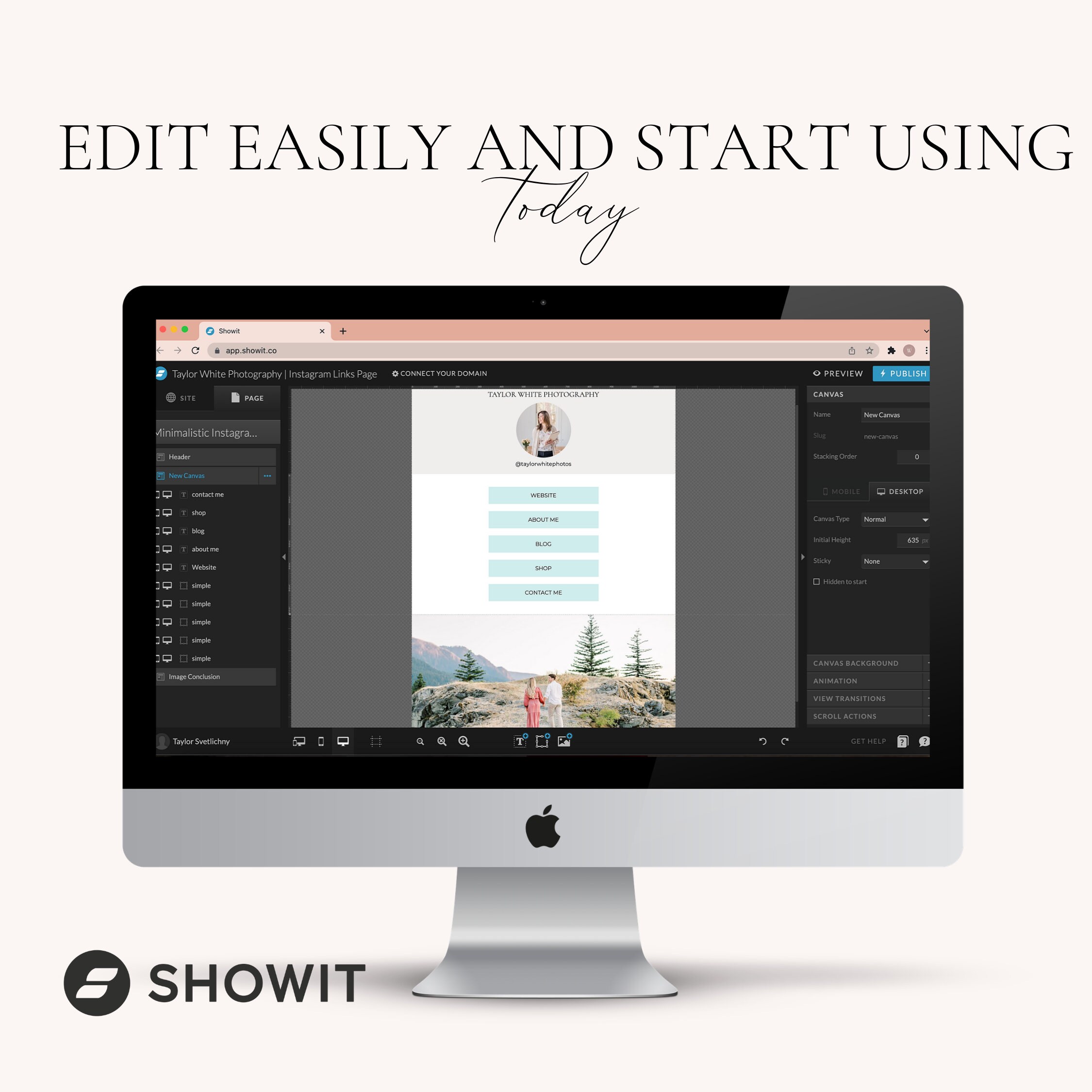 Instagram Landing Page Template, Showit Link in Bio, Instagram Link in ...