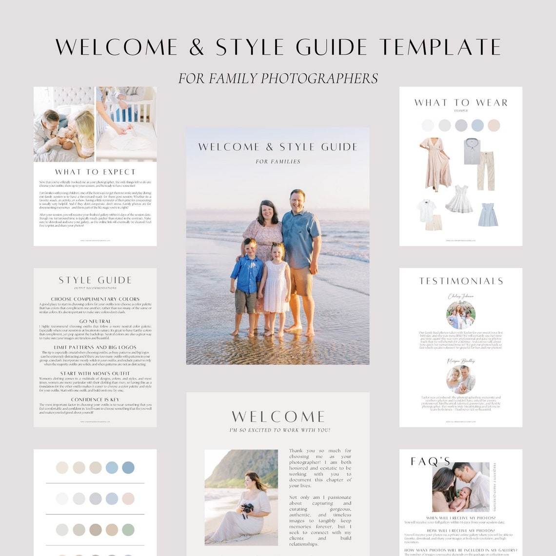 Family Photography Welcome & Style Guide, Photography Guide Canva ...
