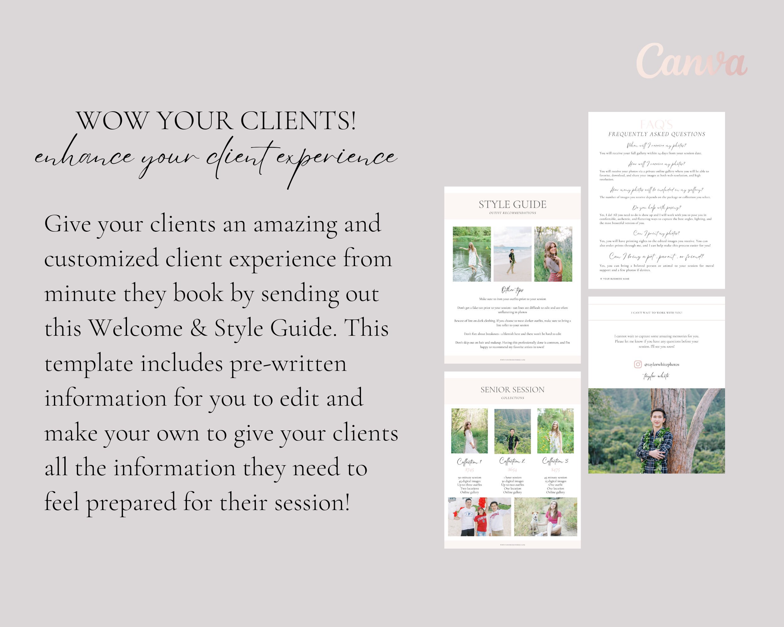 Photography Welcome & Style Guide Bundle, Family Session Prep Guide ...