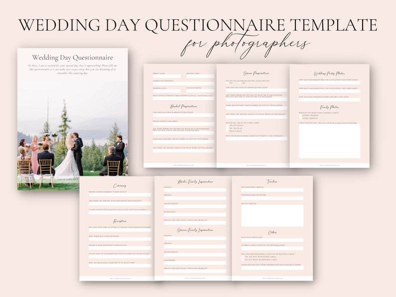 Wedding Photography Questionnaire Template, Wedding Client ...
