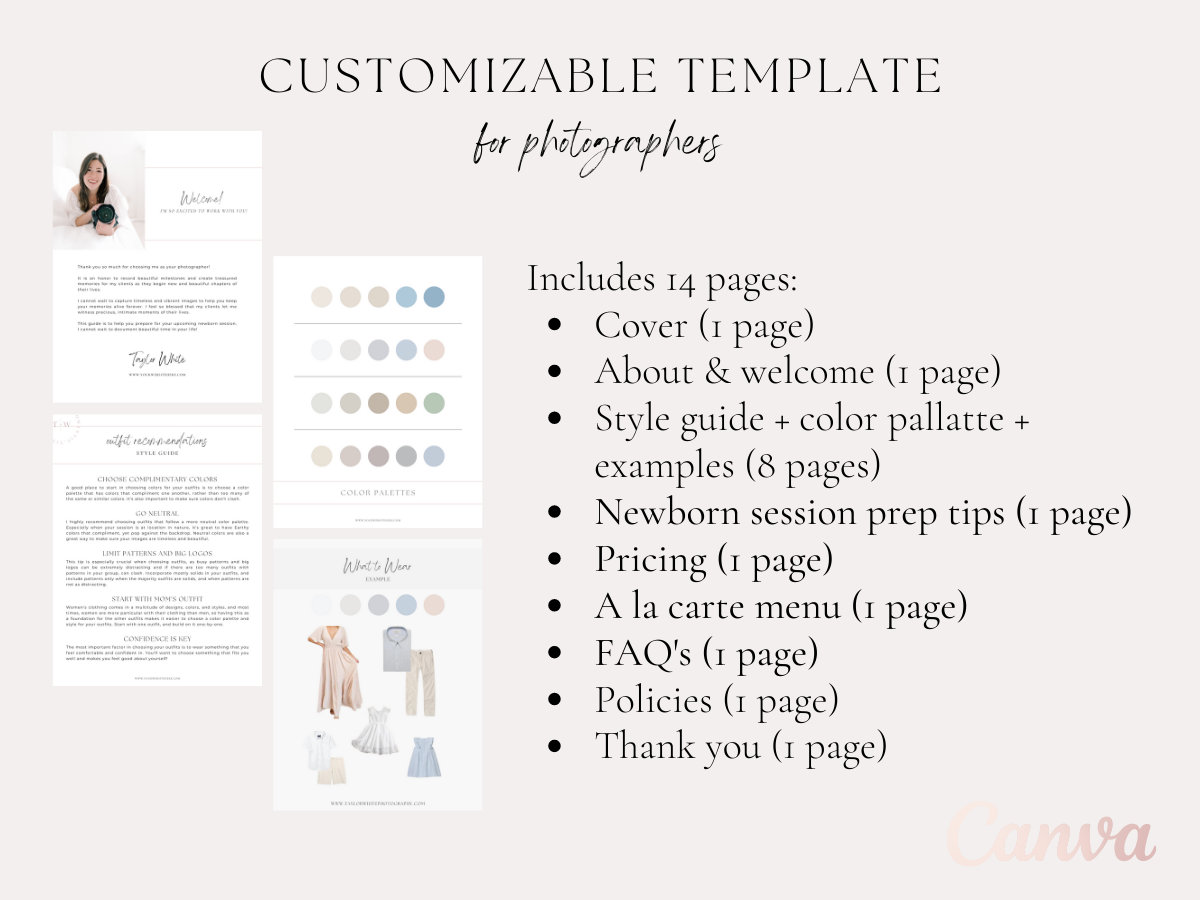 Newborn Session Prep Guide, Newborn What to Wear Style Guide, Newborn Photography Template ...