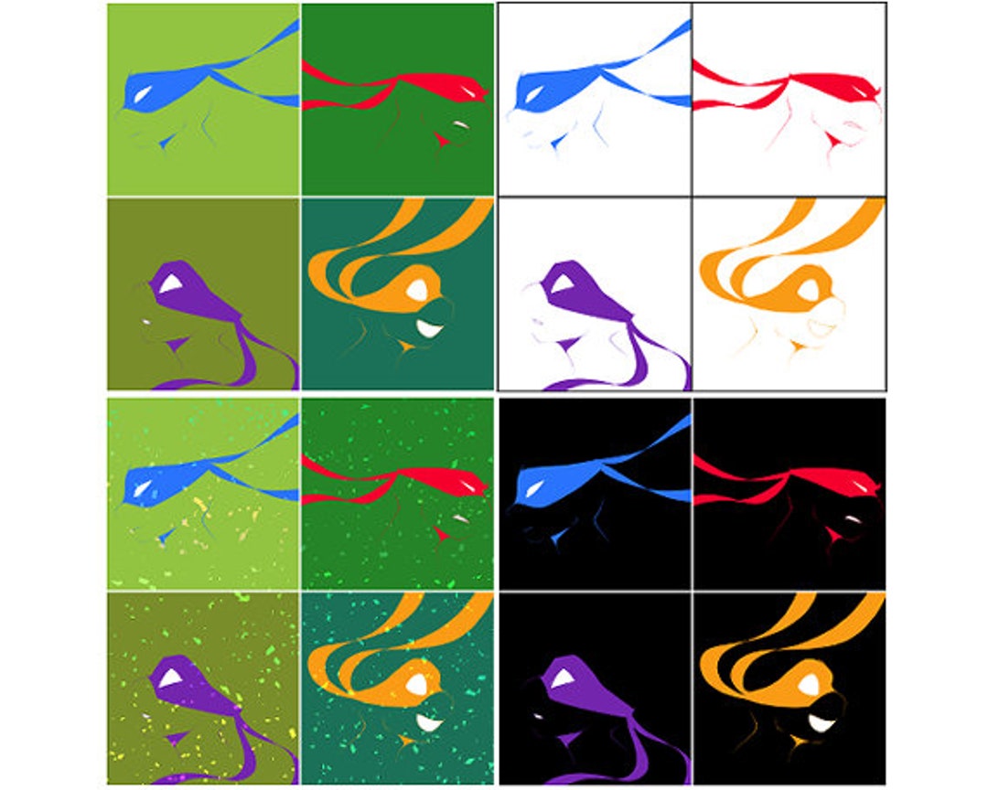 Lineless Turtle Heads | 10" X 10" Square Print, Art Print, Aesthetic ...