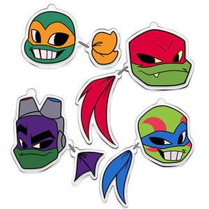 Colorful Turtle Heads With Tail Dangles | Acrylic Keychain Charm ...