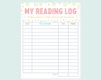 Summer Reading Log - Printable Instant Download Book Tracker Reading ...