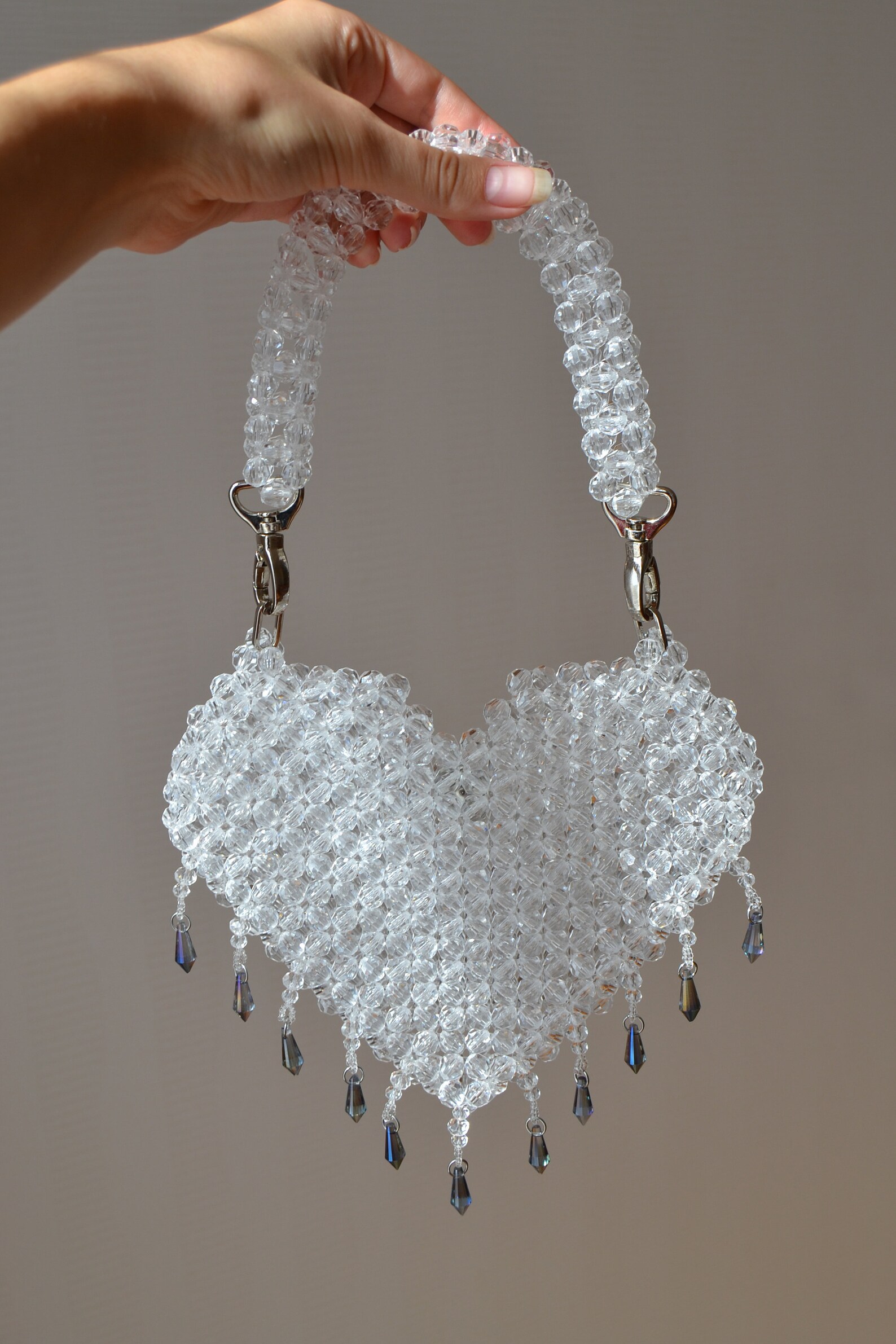 Heart-shaped Bag, Wedding Bag, Bridal Handbag, Beaded Handbag, Beaded ...