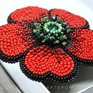 Poppy Brooch Beaded Poppy Poppy Day Remembrance Day - Etsy Canada