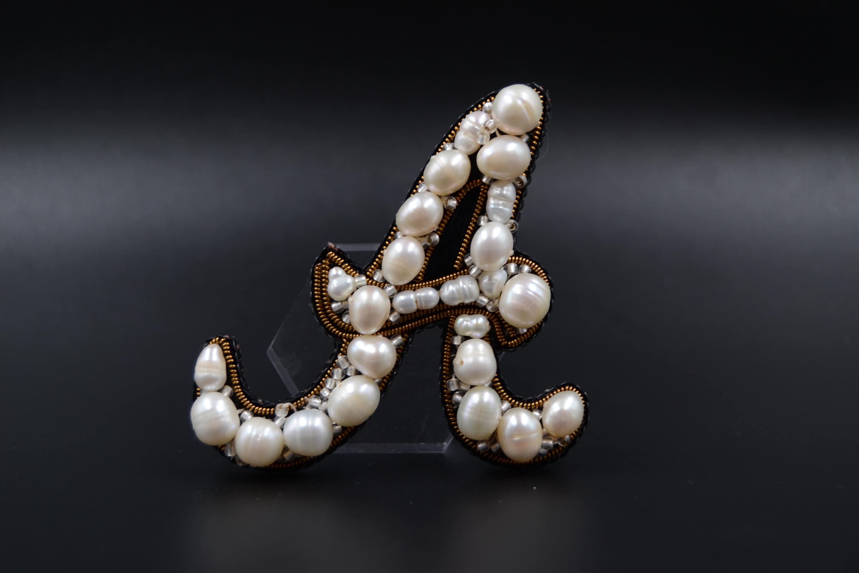 Letter Brooch Letter Pin Beaded Letter Brooch Pearl Brooch - Etsy