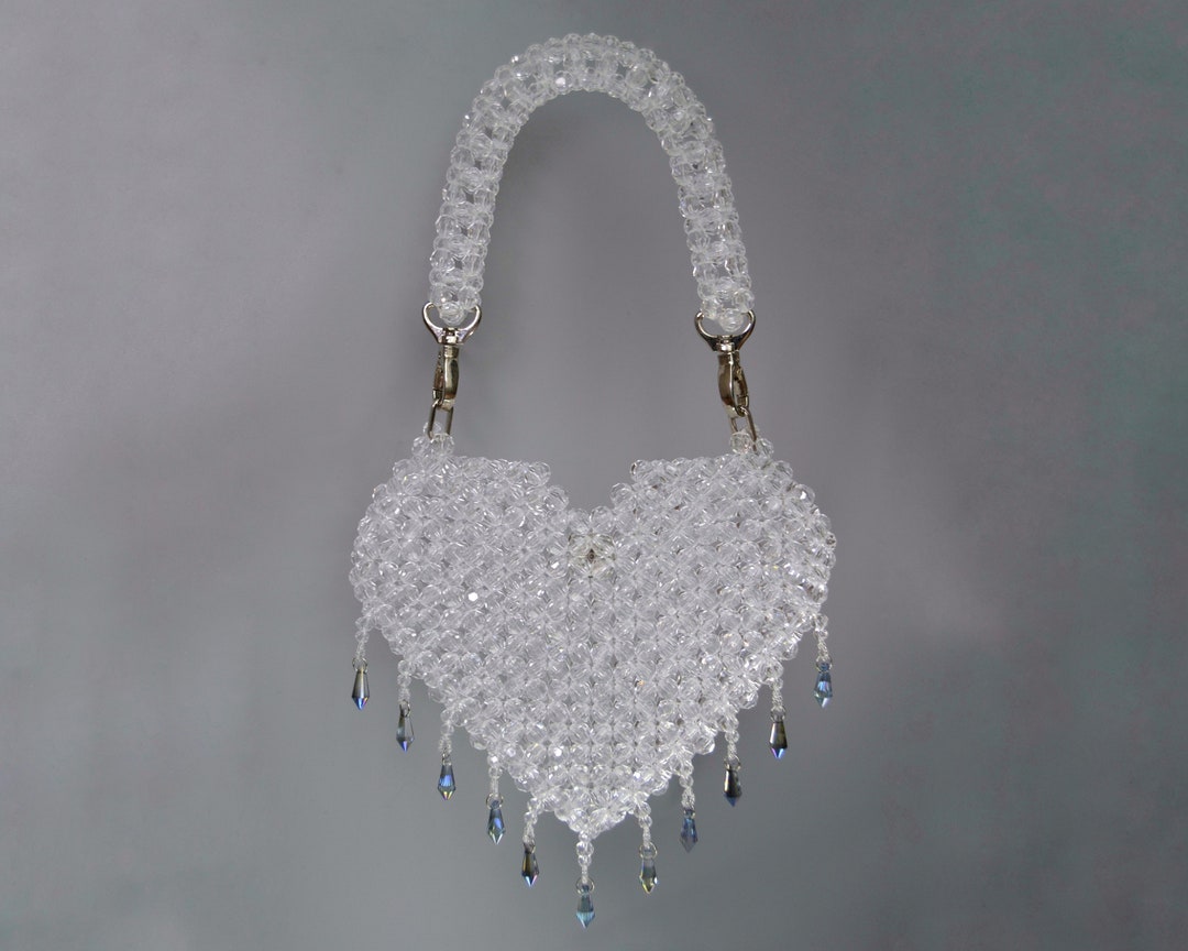 Heart-shaped Bag, Wedding Bag, Bridal Handbag, Beaded Handbag, Beaded ...