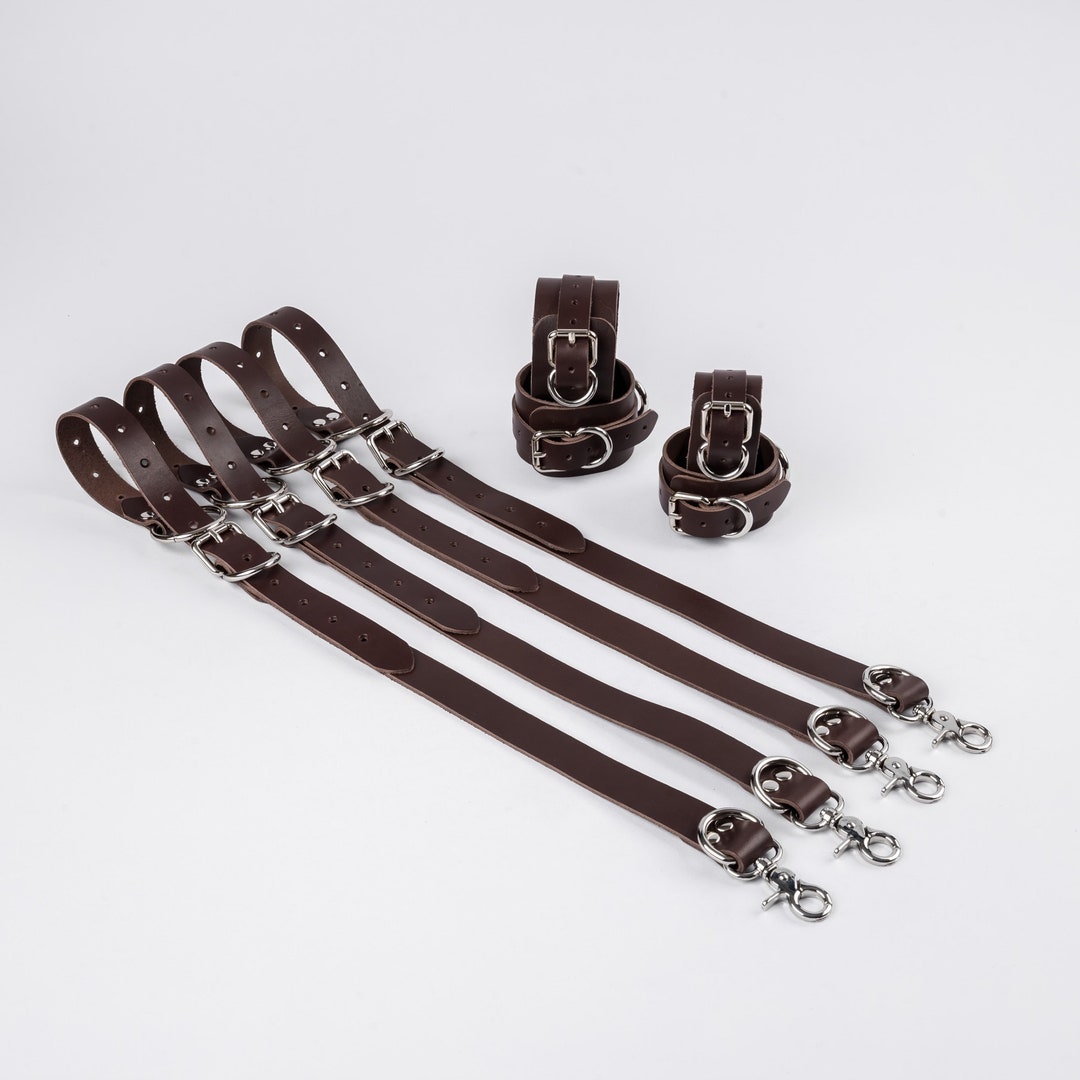 Bed Restraints – Italian Leather, 4 Adjustable Straps and Cuffs Options ...