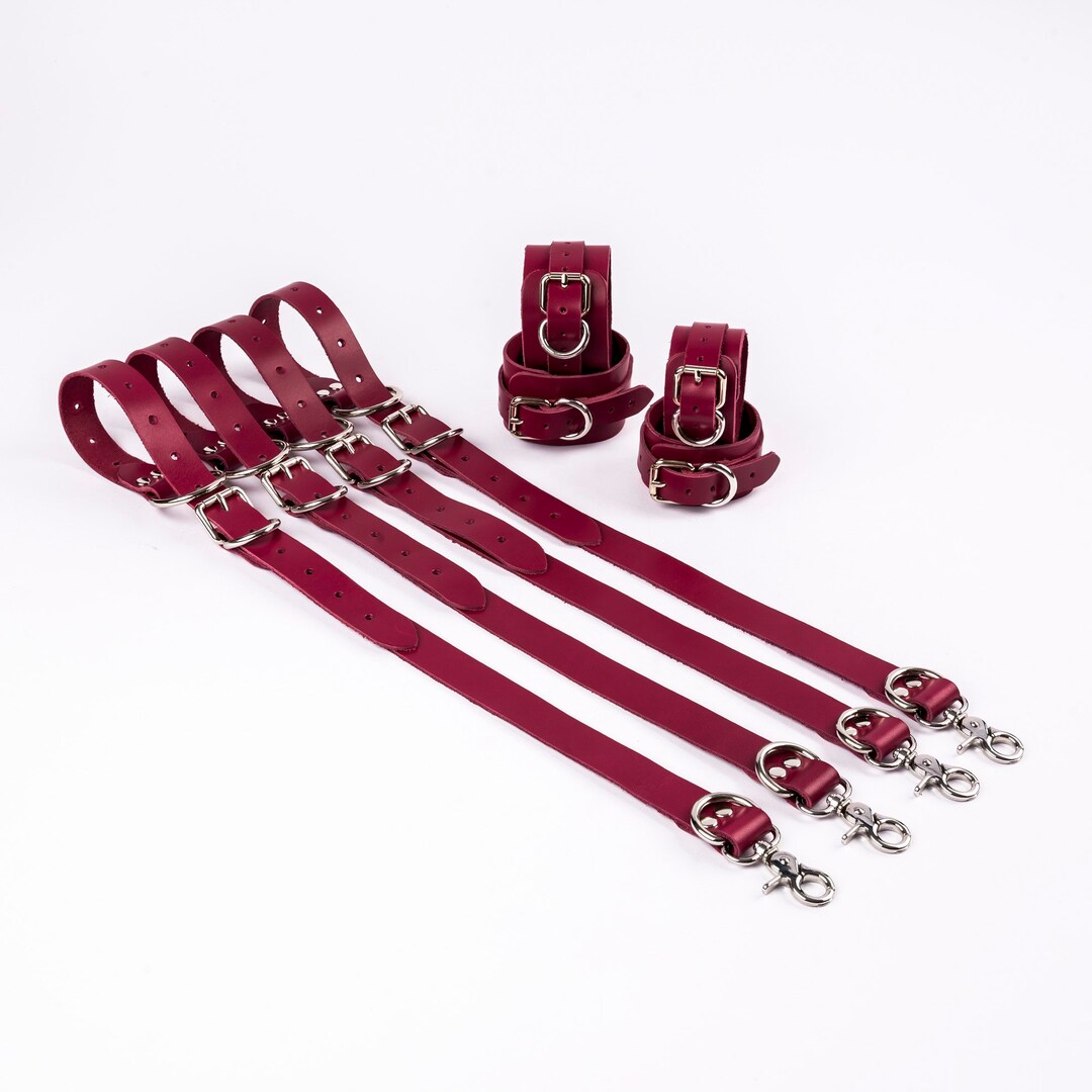 Four Straps or Cuffs Options for Bed Restraints Cowhide Leather and ...