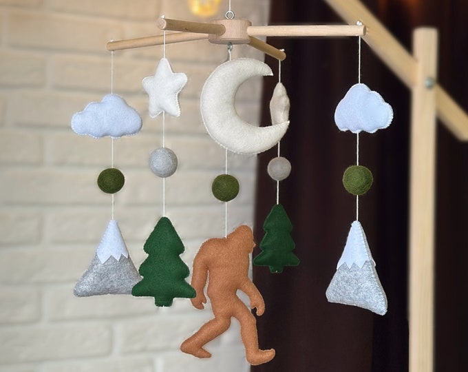 Bigfoot Baby Mobile, Sasquatch Mobile, Gift for Baby, Woodland Bigfoot ...