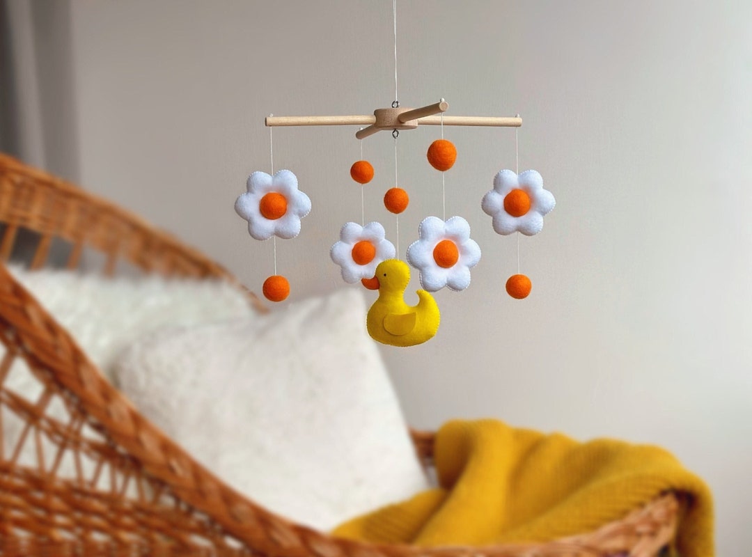 Flower Baby Mobile, Duck Nursery Mobile, Baby Crib Mobile, Felt Mobile ...