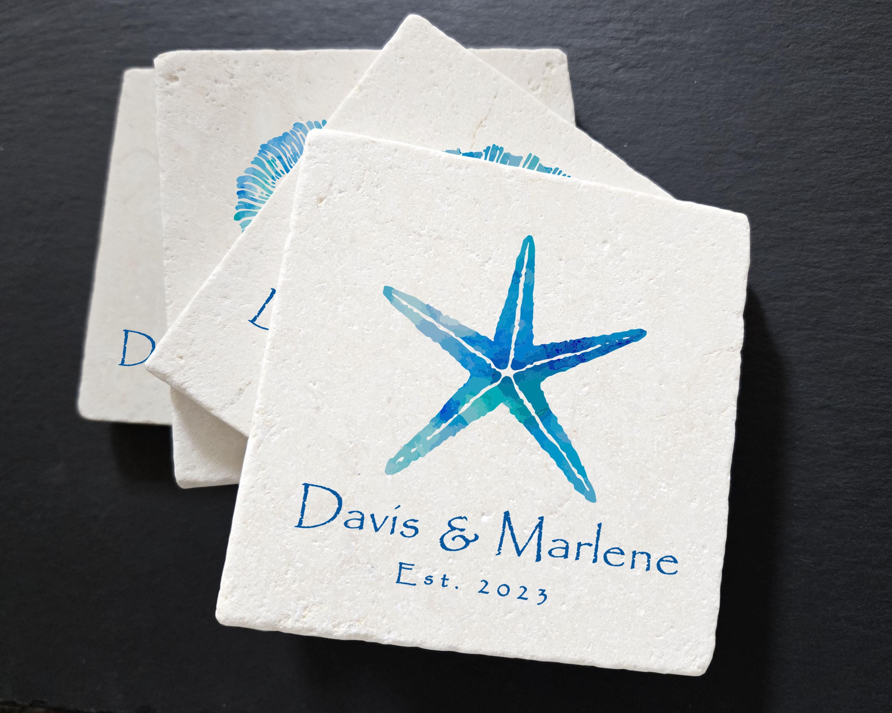 Custom Tumbled Stone Coaster Set, Personalized Coaster With Text ...