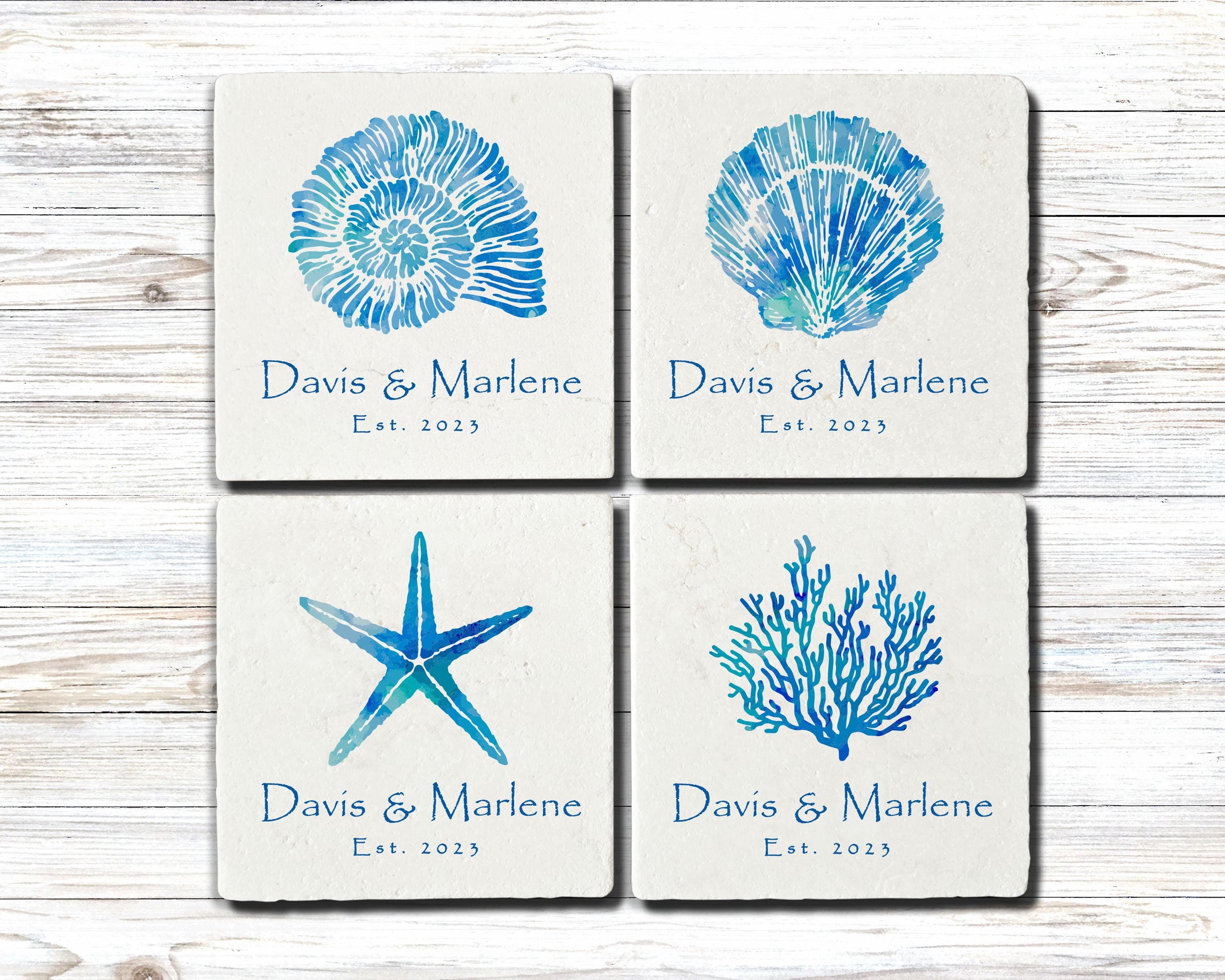 Custom Tumbled Stone Coaster Set, Personalized Coaster With Text ...