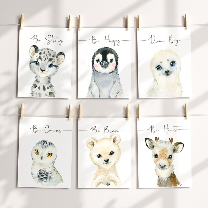 Arctic Animal Nursery Room Prints Set of 6 Nursery Wall - Etsy