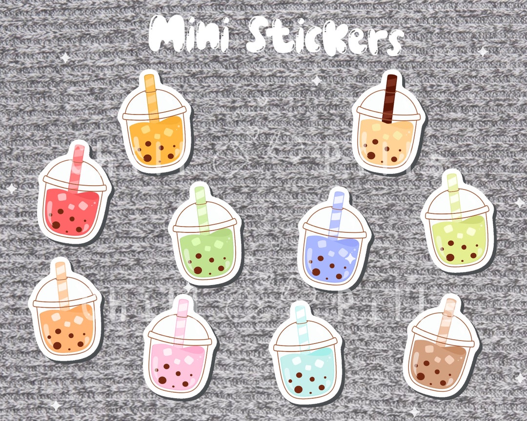 Pack of 10 Cute Cats Boba Tea Stickers Strawberry Matcha - Etsy UK