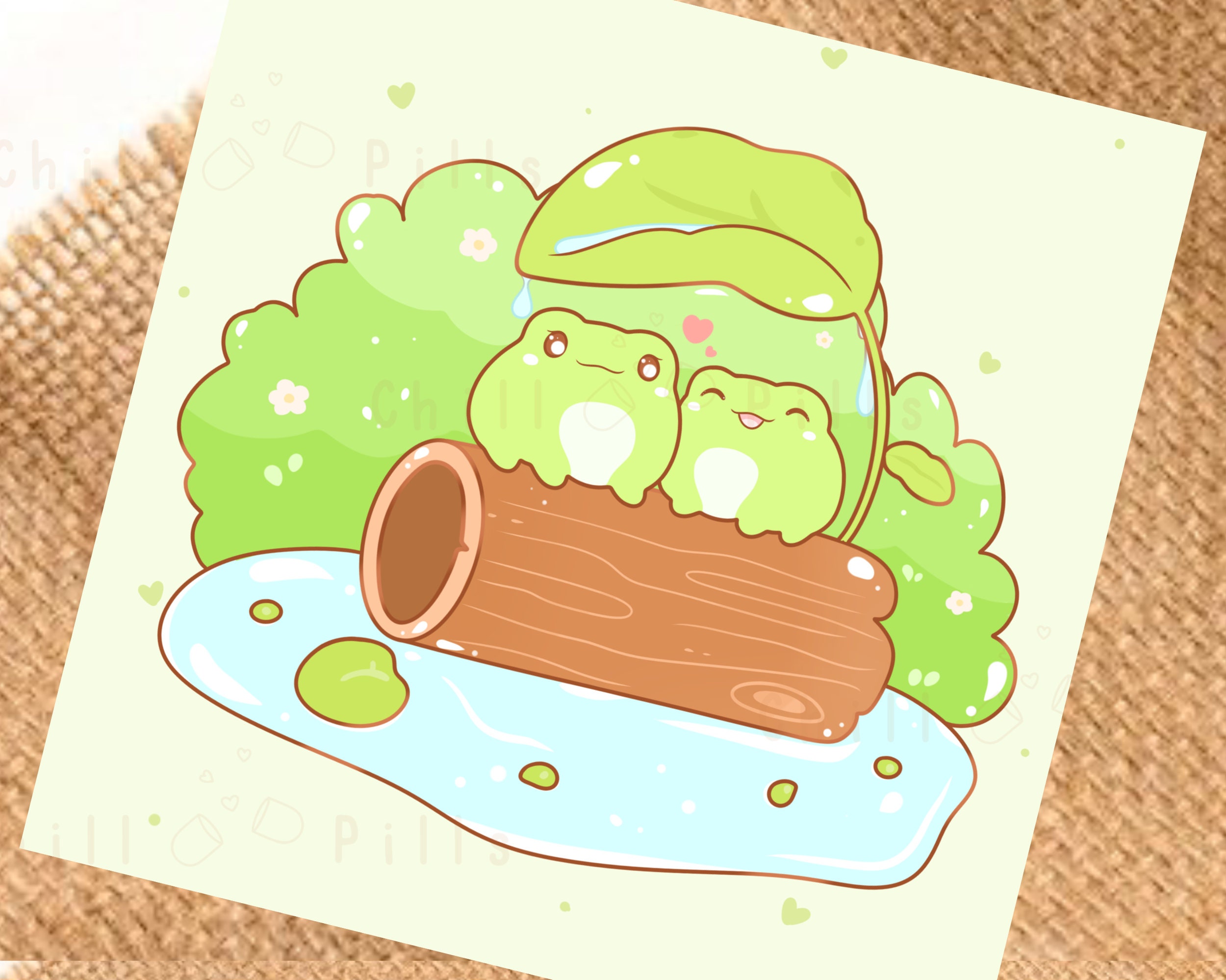 Cute Frogs Art Print, Wall Art, Cute Art Print, Cute Animal Art Print ...