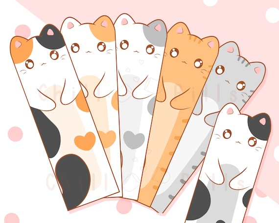Cute Cat Bookmark Cute Bookmarks Cat Bookmark Book Lover | Etsy