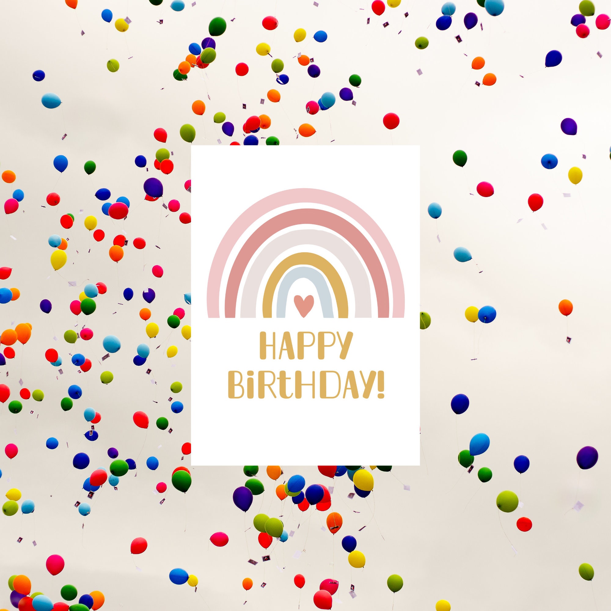 Digital Download Happy Birthday Abstract Rainbow Portrait Birthday ...