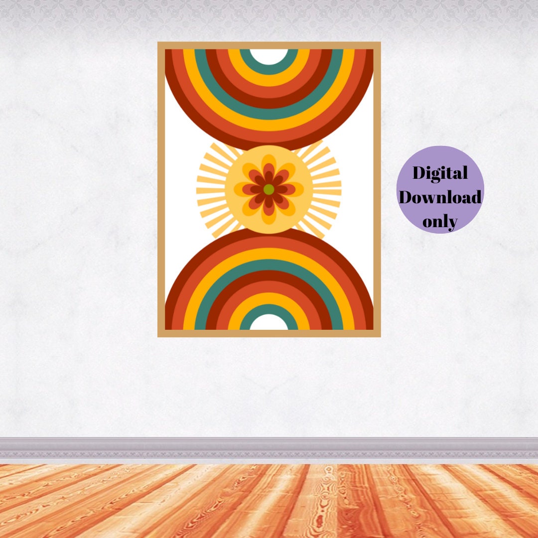 Digital Download - 70s Rainbow Wall Art Set of Three - Midcentury ...