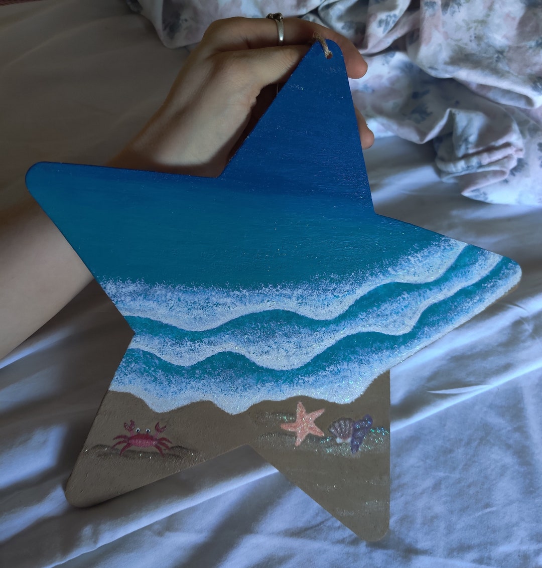 Hand Painted Ocean Themed Wooden Star. - Etsy